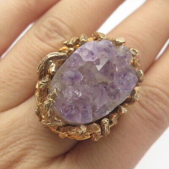 Jewelry | 925 Sterling Silver Gold Plated Vintage Panetta Real Amethyst ...